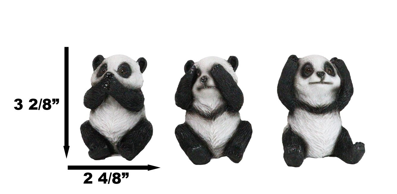 Set Of 3 See Hear Speak No Evil Whimsical Giant Panda Bears Mini Figur– Ebros Gift
