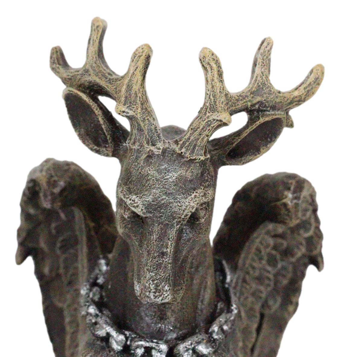 Gothic Sitting Winged Pegasus Stag Horned Gargoyle in Stoic Pose Statu ...