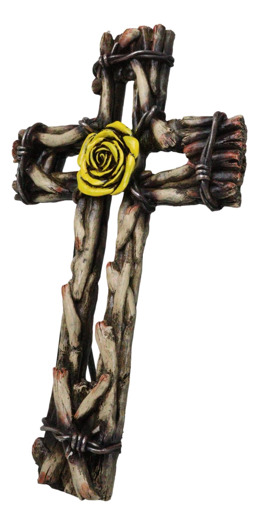 Rustic Western Yellow Rose with Distressed Faux Wood and Barbed Wires ...