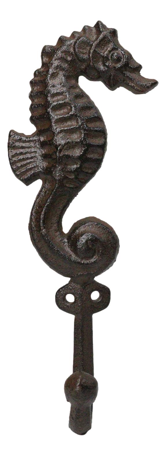 Pack of 2 Marine Ocean Nautical Seahorse Wall Cast Iron Rustic Coat Ho ...