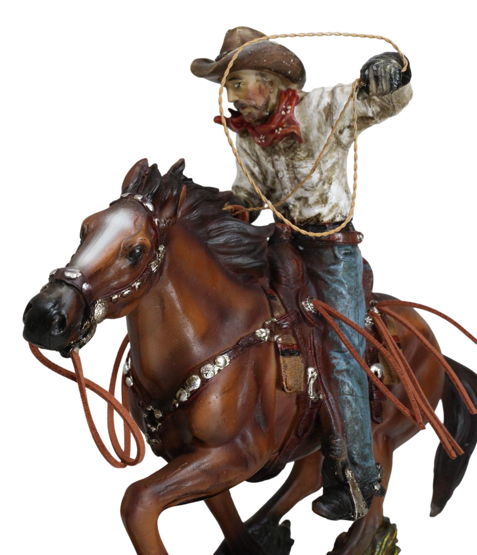 Rustic Western Cowboy Riding On Horse Rodeo Tie Down Roping A Calf Fig ...