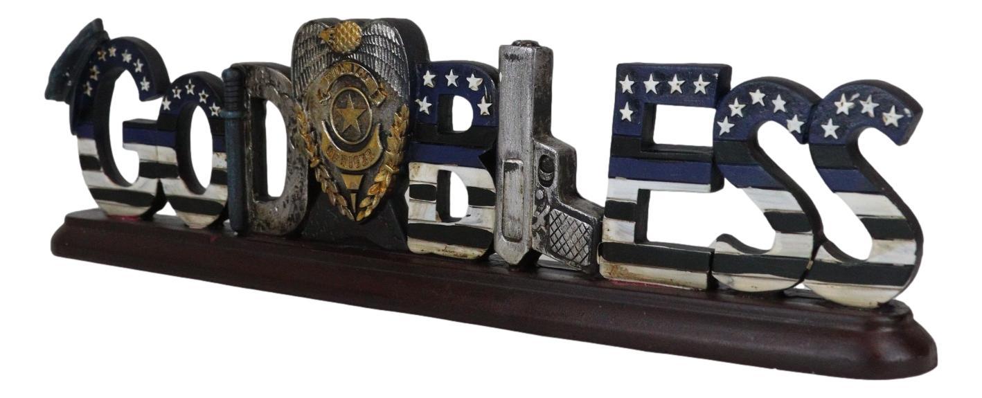 Men In Blue Police Officer God Bless Cop Badge Gun Baton Hat Word Art ...