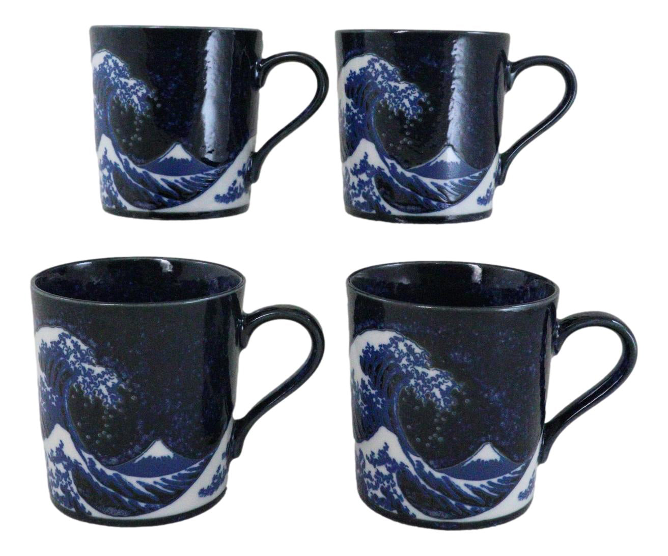 Pack Of 4 Made In Japan Navy Blue Japanese Hokusai Great Wave Of Kanag ...