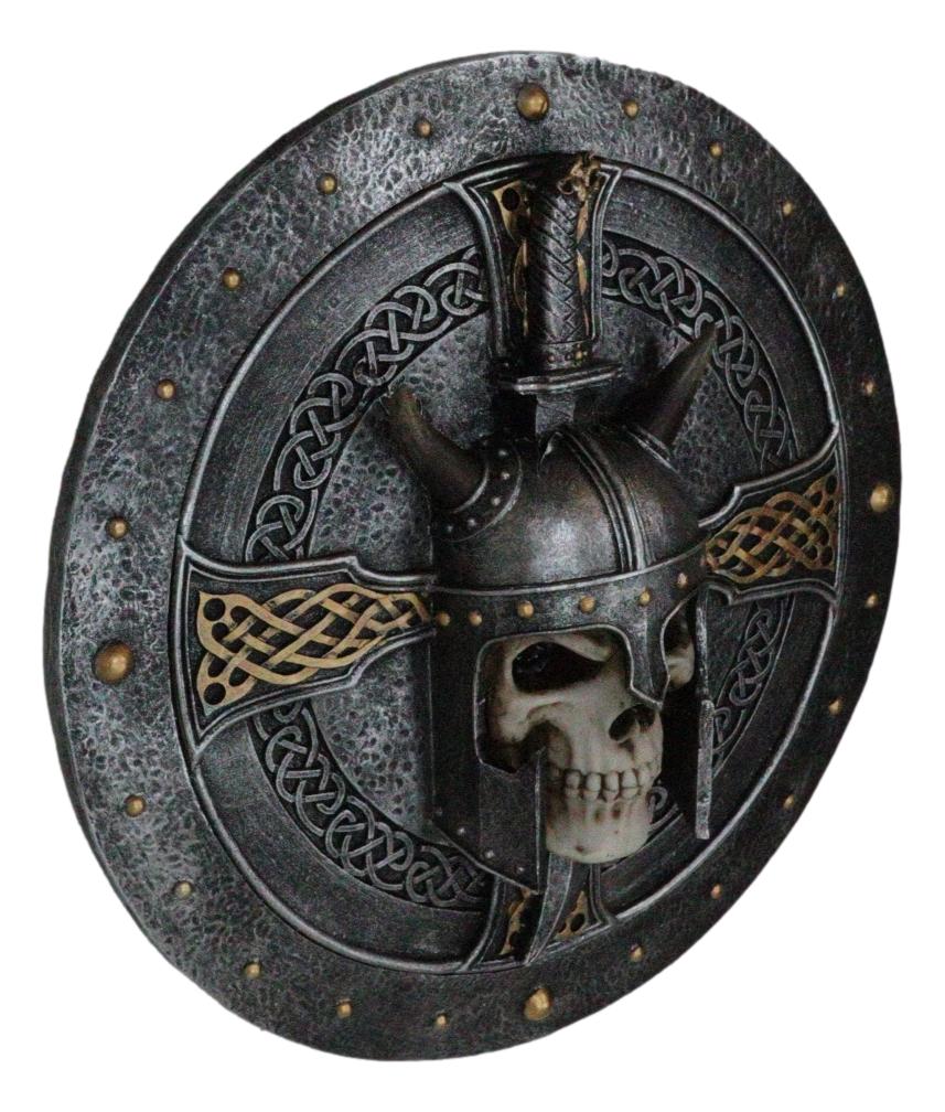 Viking Warrior Of Valhalla Skull Helmet Celtic Knot Cross Shield Wall ...
