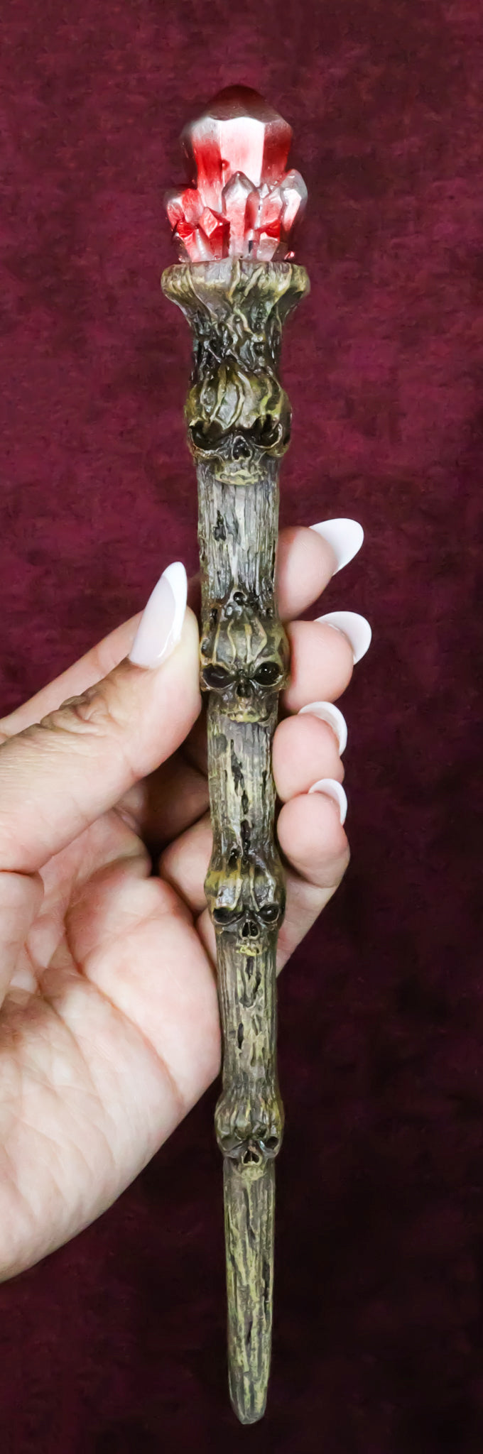 Wizard Red Crystal Tree Ent Skulls Cosplay Wand 9.5" Accessory Fantasy ...