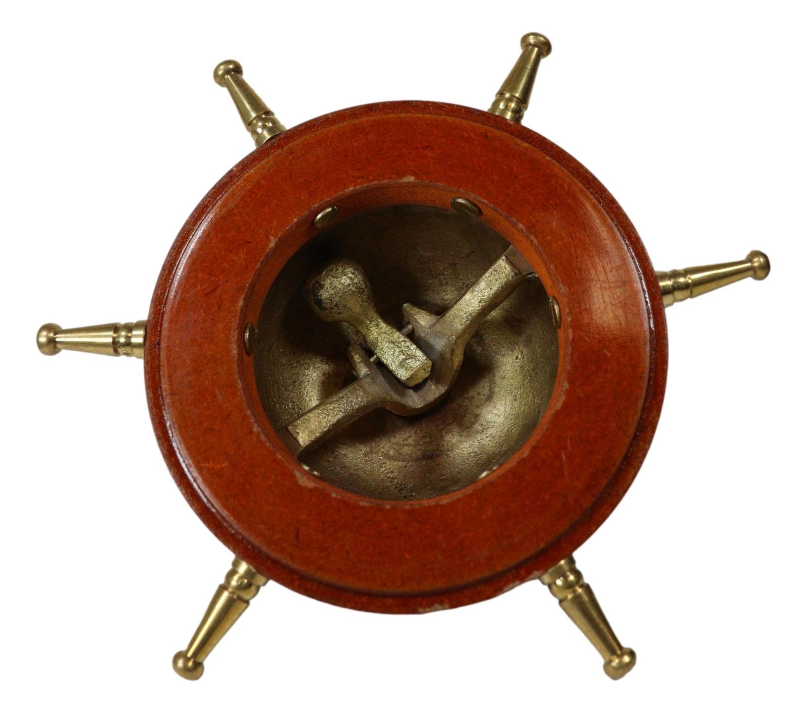 Vintage Brass Nautical Rudder Helm Wheel Paperweight Desk Counter Call ...