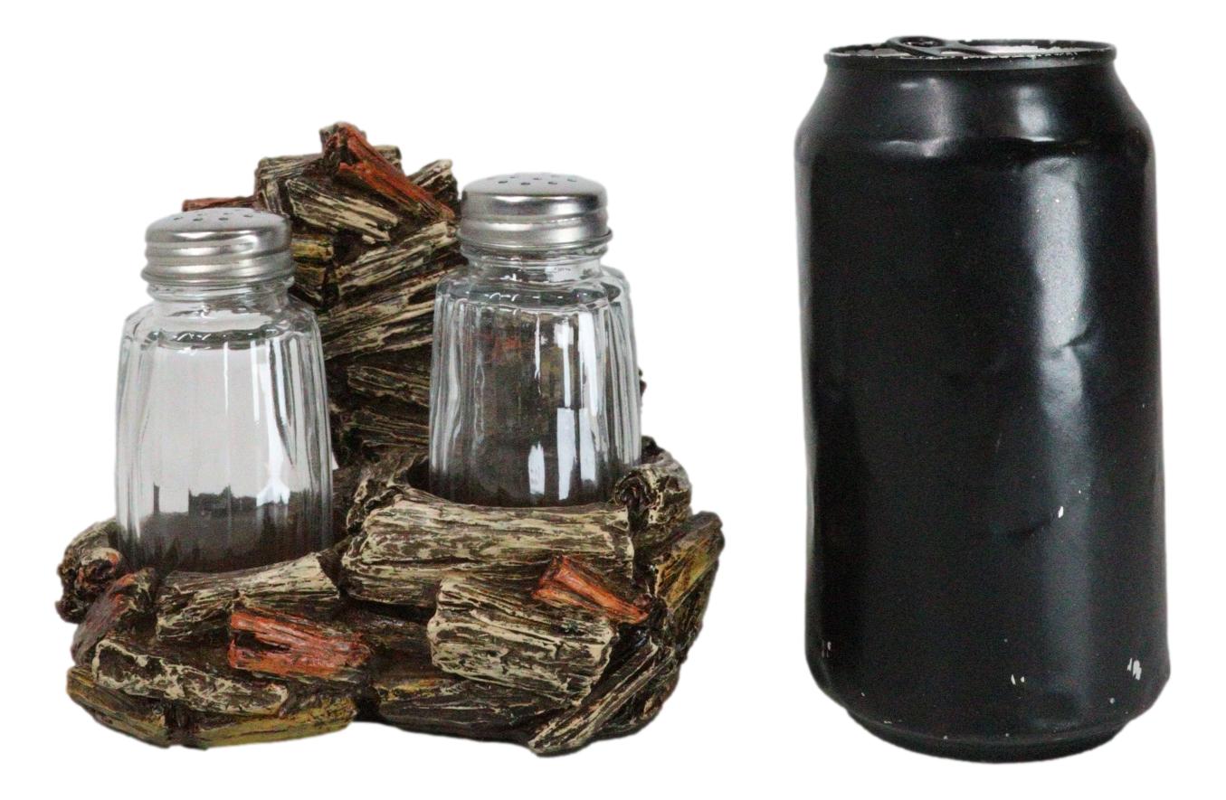 Western Woodland Forest Faux Wood Tree Logs Bear Bust Salt Pepper Shak ...