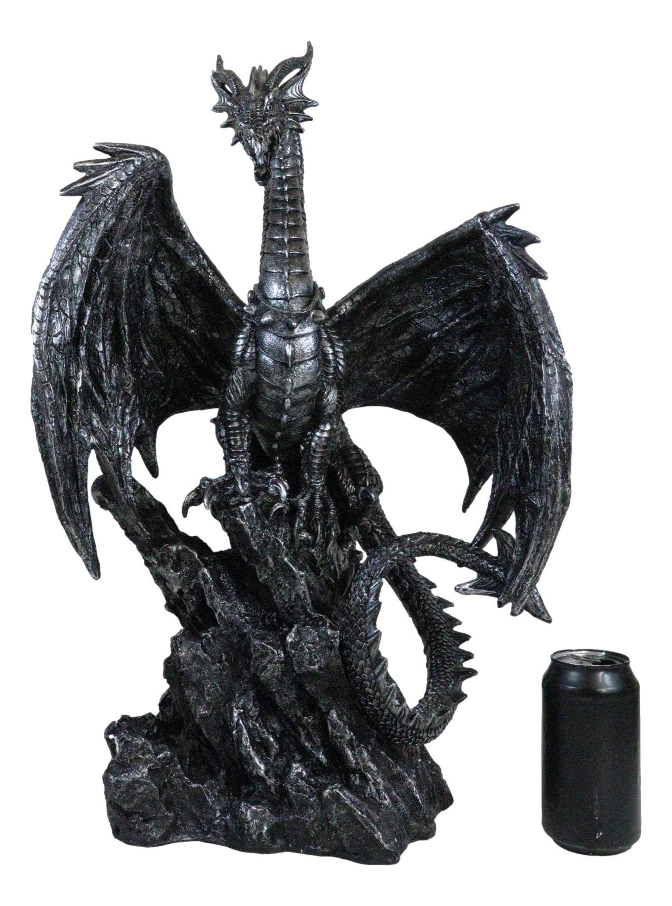 Large 22" H Quicksilver Cave Stone Behemoth Dragon Perching On Rocks S ...