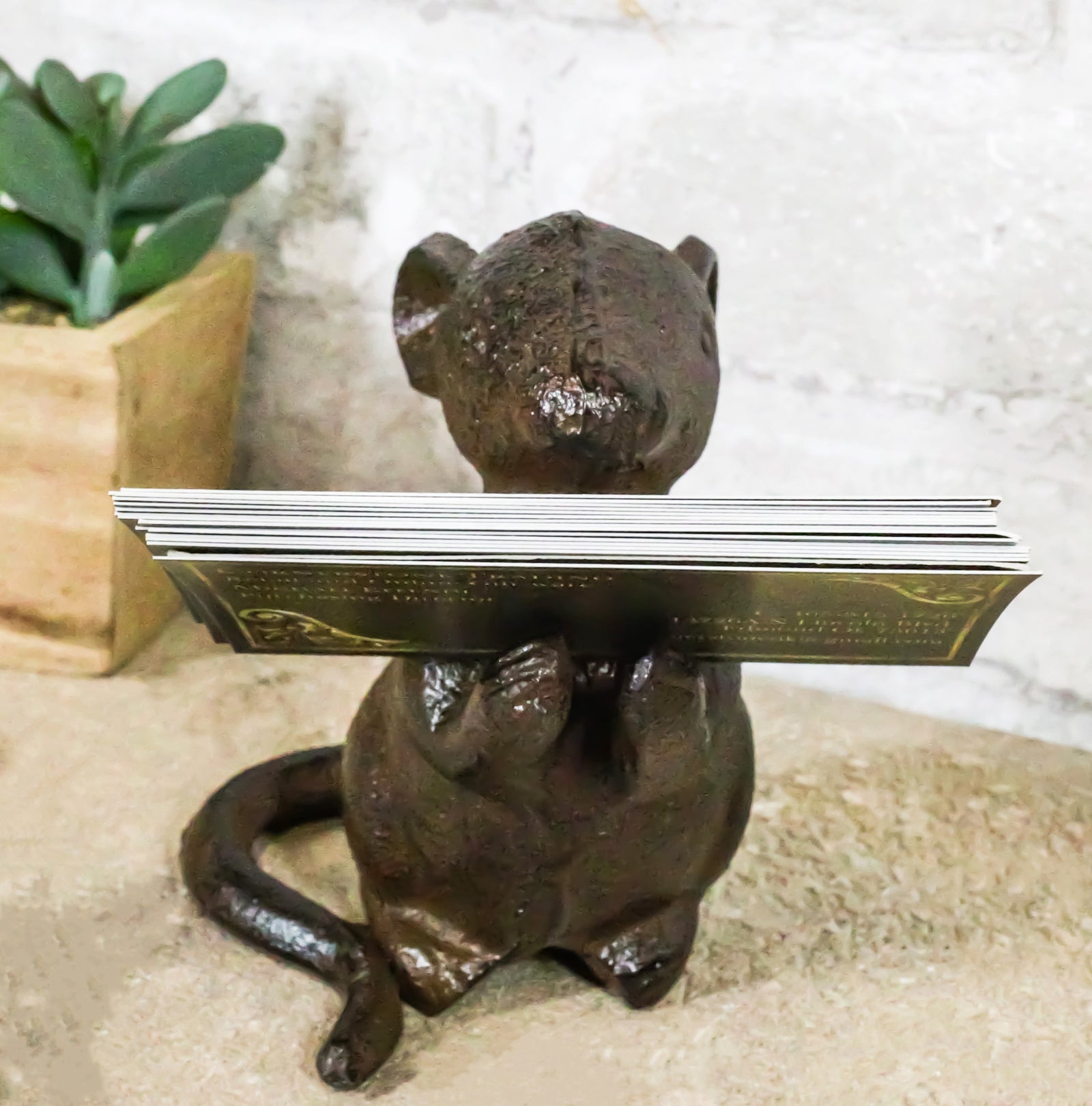 Pack Of 2 Cast Iron Whimsical Standing Mouse Decorative Pen Holder Scu ...