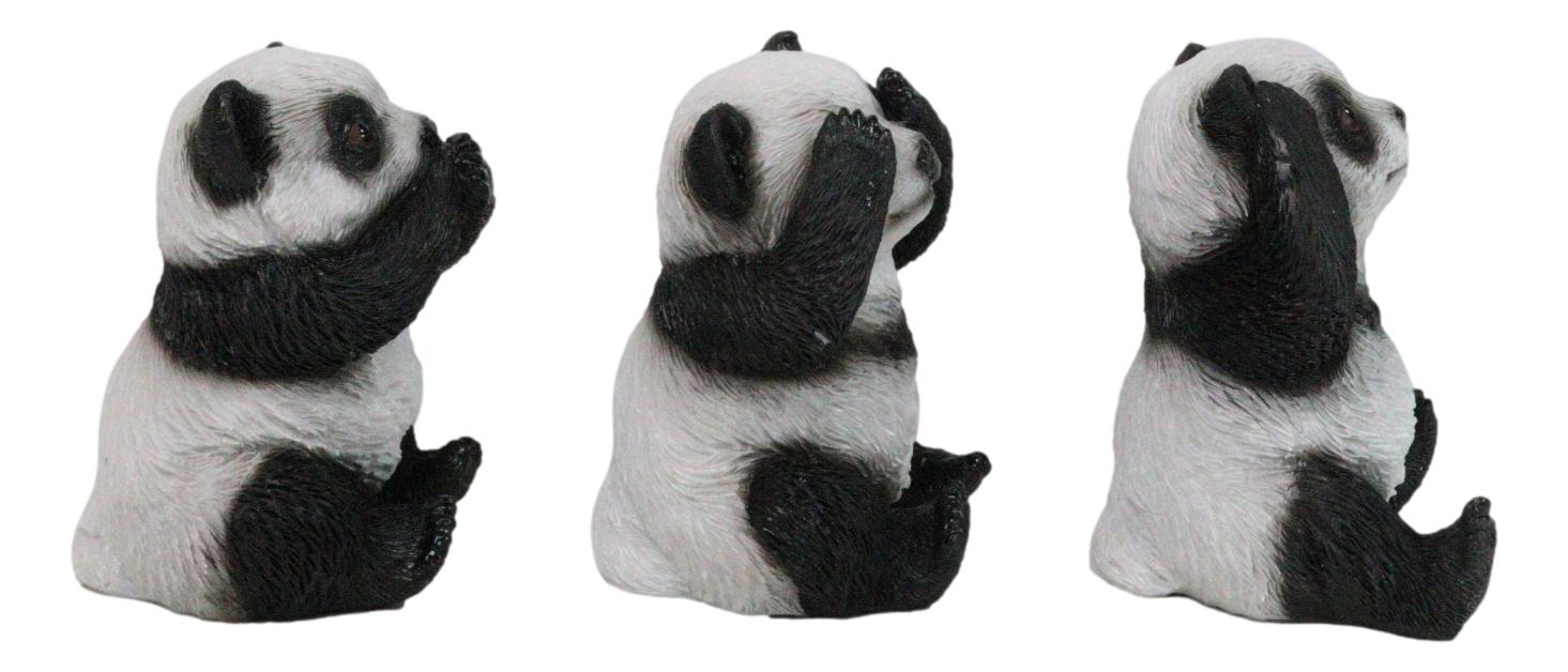 Set Of 3 See Hear Speak No Evil Whimsical Giant Panda Bears Mini Figur– Ebros Gift