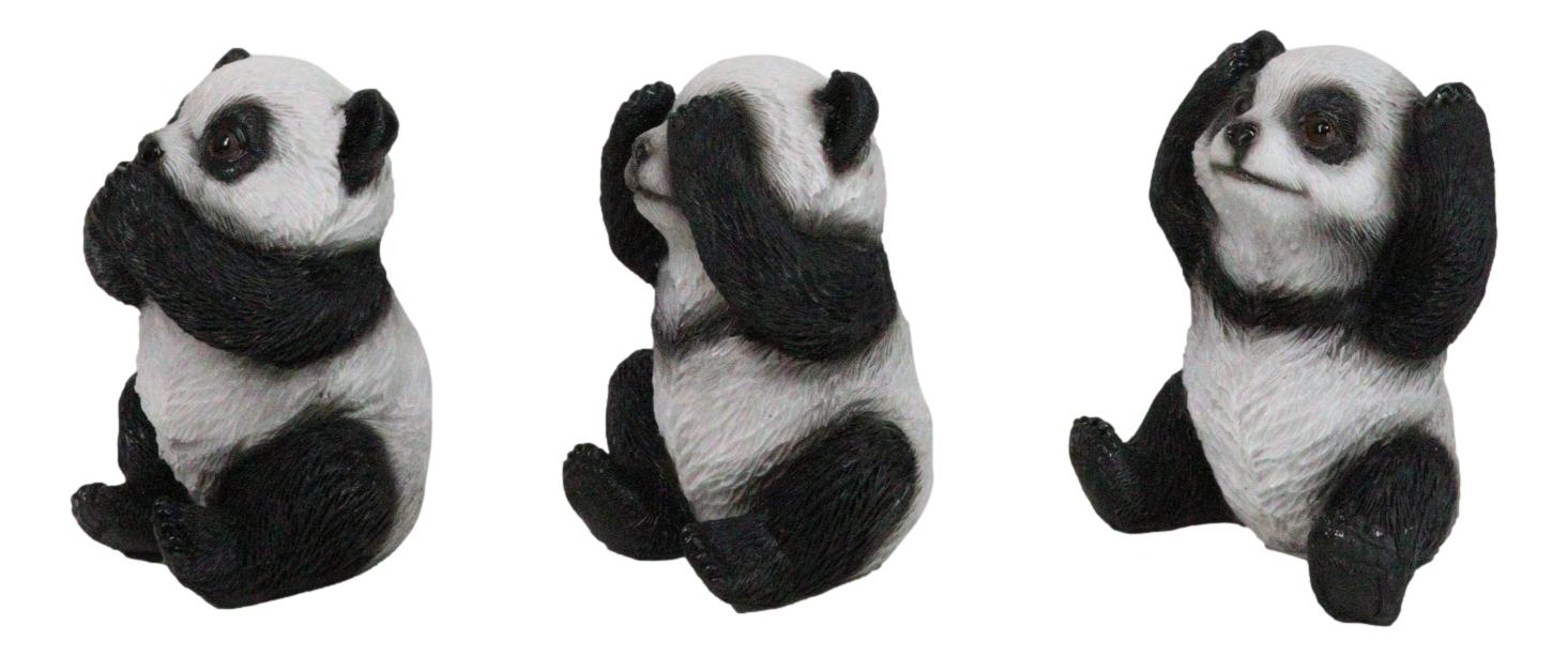 Set Of 3 See Hear Speak No Evil Whimsical Giant Panda Bears Mini Figur– Ebros Gift