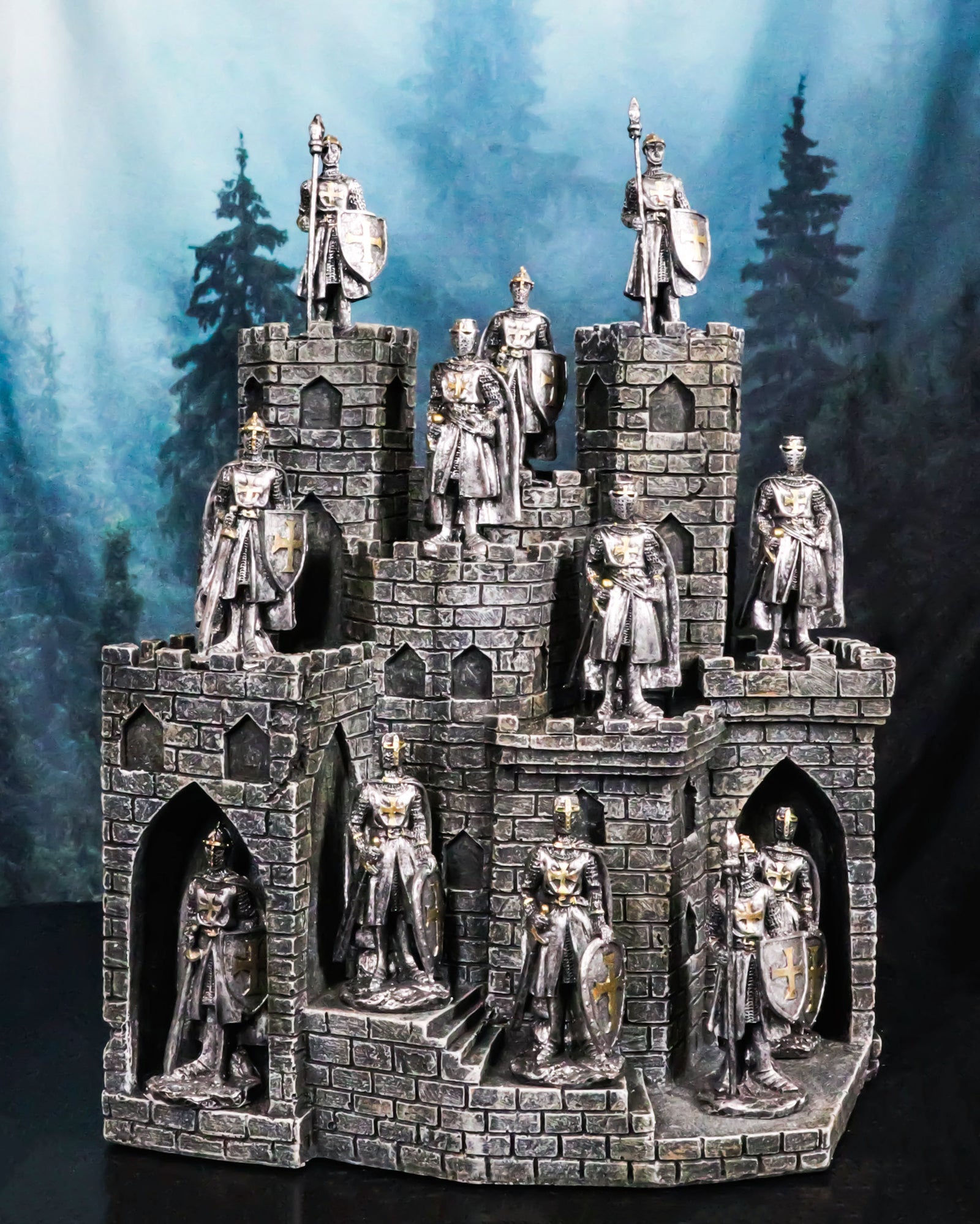 Medieval Castle Fortress Display Stand And 12 Mini Crusader Knights Fi ...