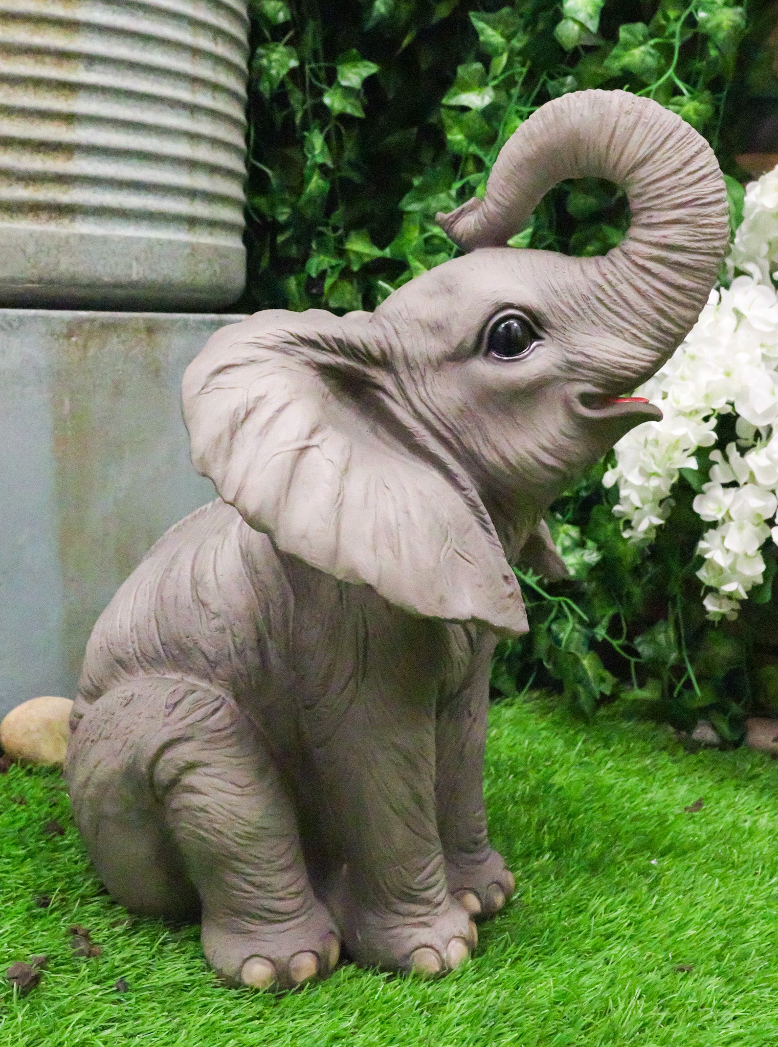 Ebros Ruby The Elephant Sitting Pretty with Trunk Up Large Statue 17 ...