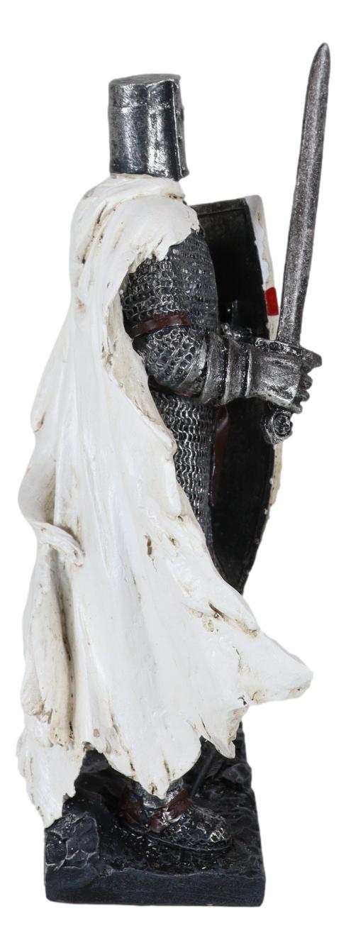 Templar White Cloak Medieval Crusader Swordsman Knight W/ Cross Shield ...