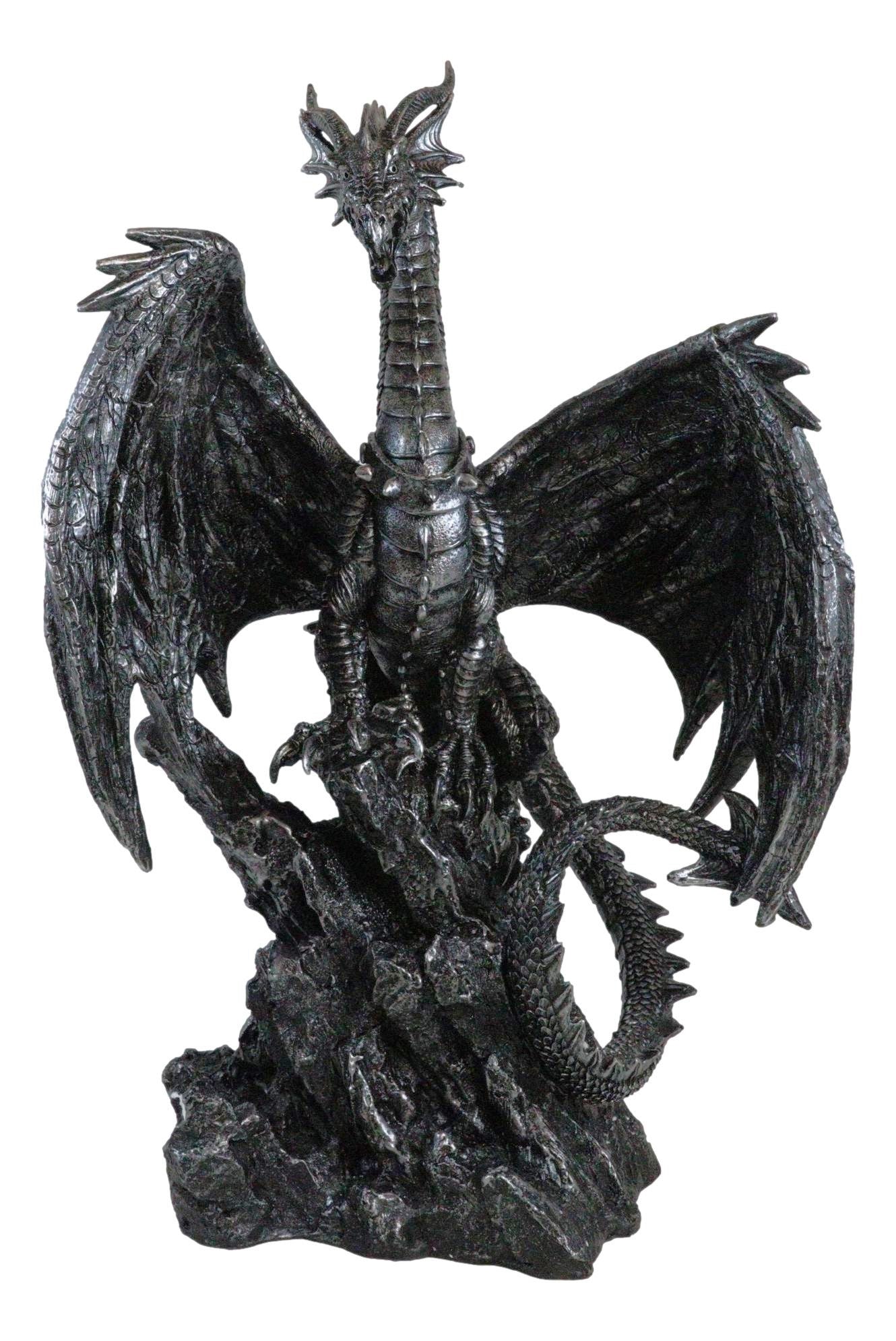 Large 22" H Quicksilver Cave Stone Behemoth Dragon Perching On Rocks S ...