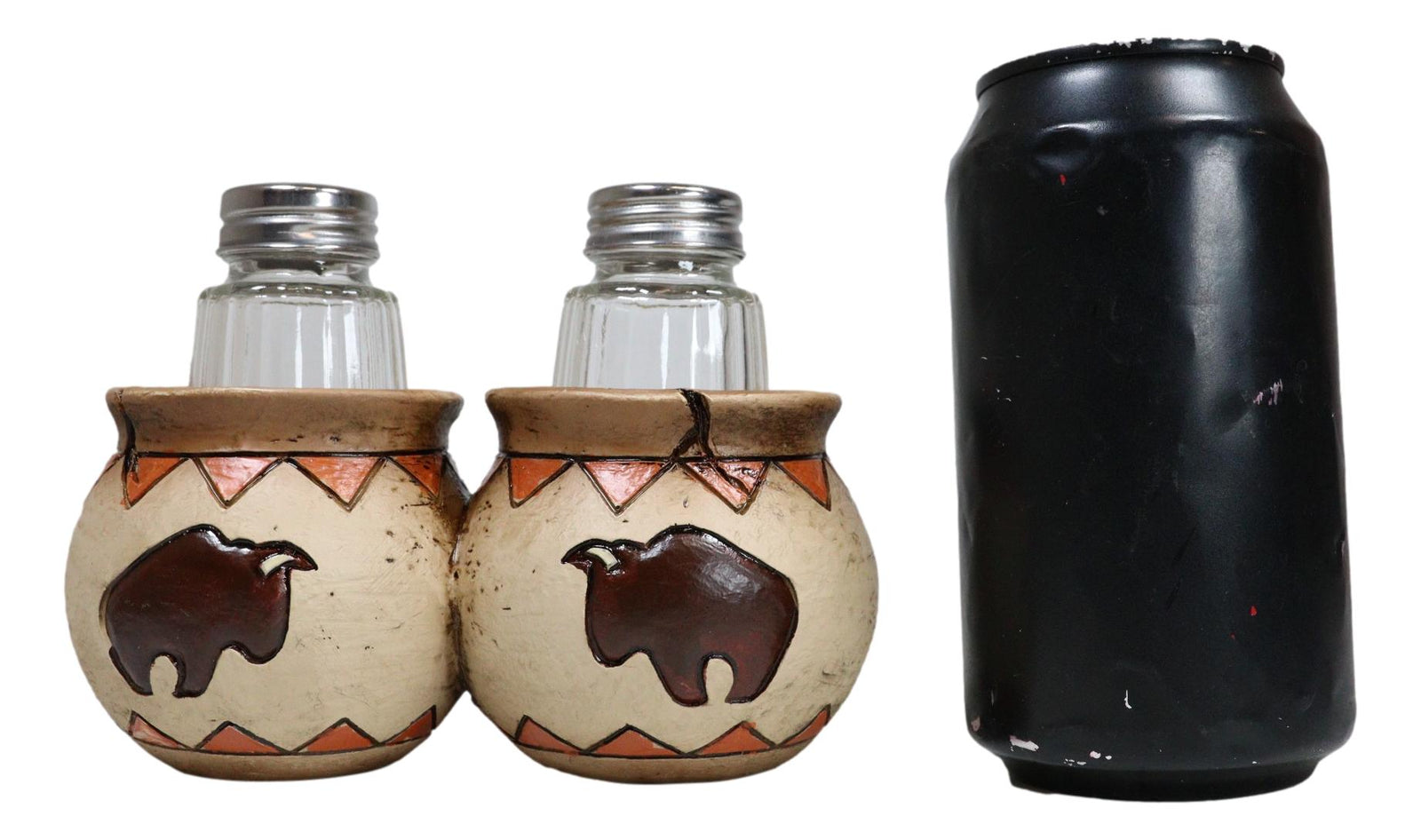 Western Native American Buffalo Bison Canister Jars Salt Pepper Shaker ...