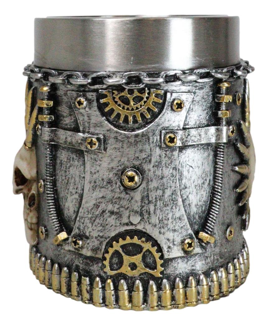 Steampunk Bullets Mohawk Skull War Dog Coffee Mug With Pistol Revolver ...