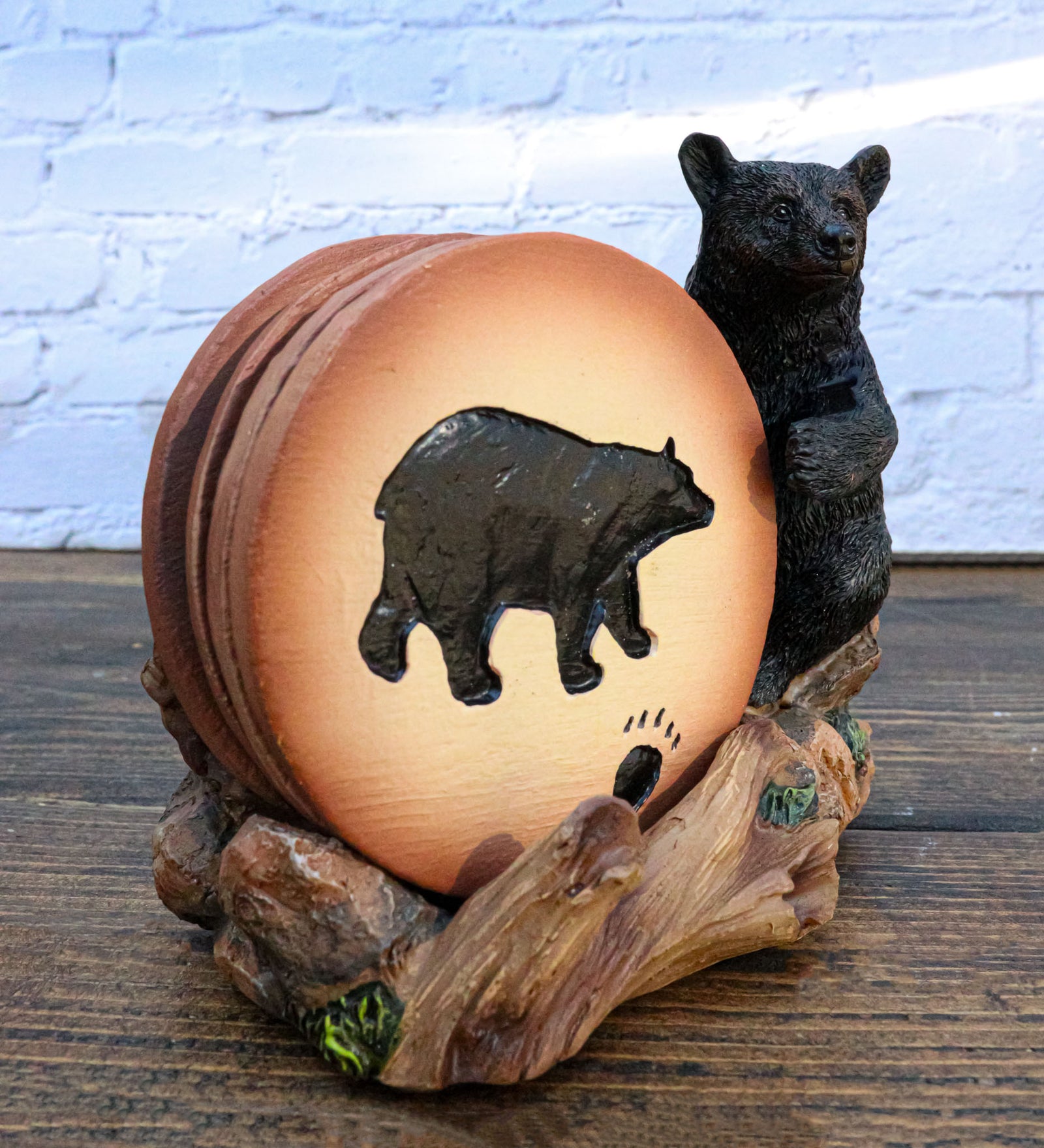Rustic Woodlands Black Bear Paw Coaster Set 4 Round Coasters Figurine ...