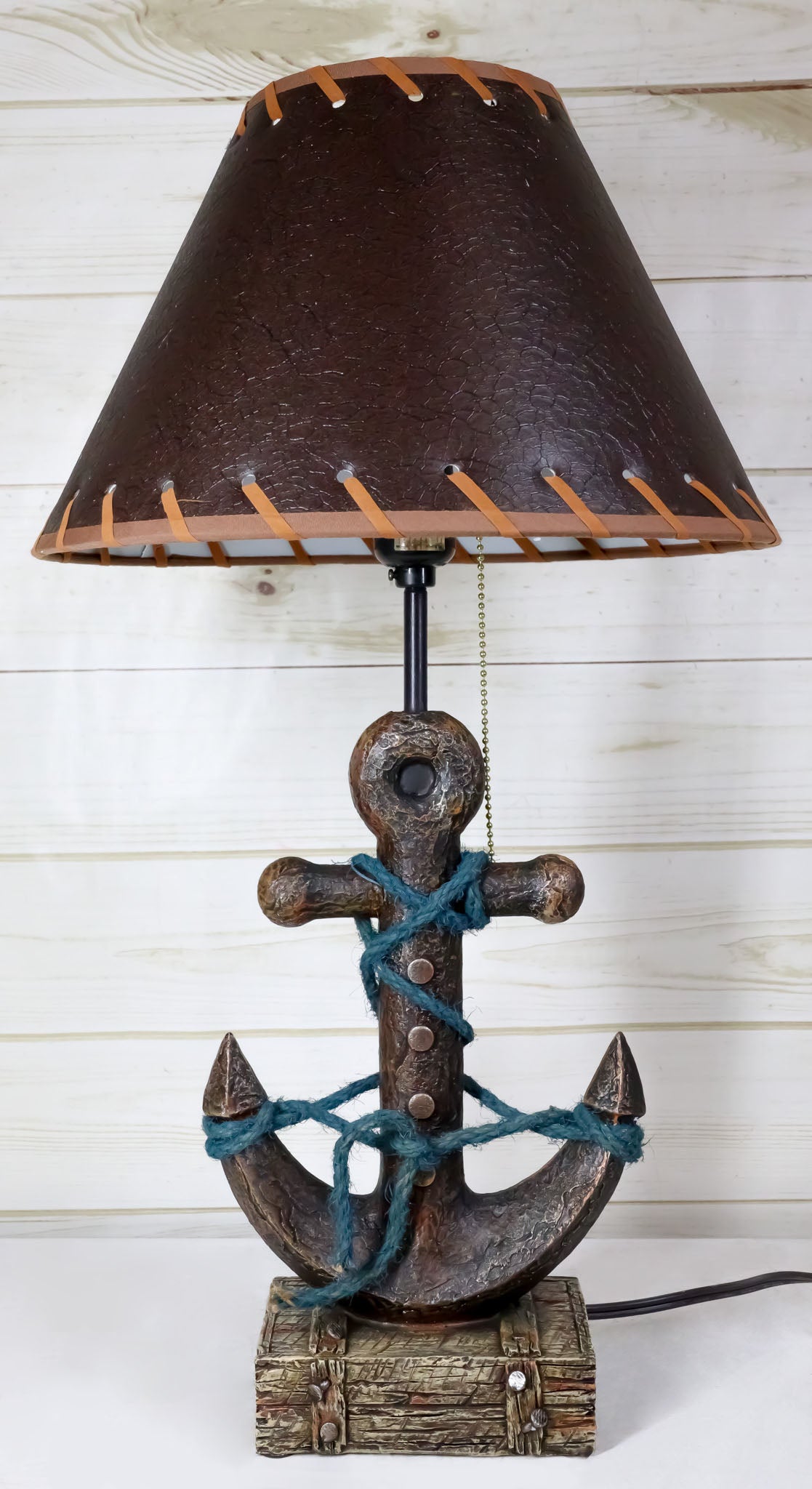 Rustic Sea Nautical Wharf Ship Anchor With Getty Ropes Table Lamp With ...