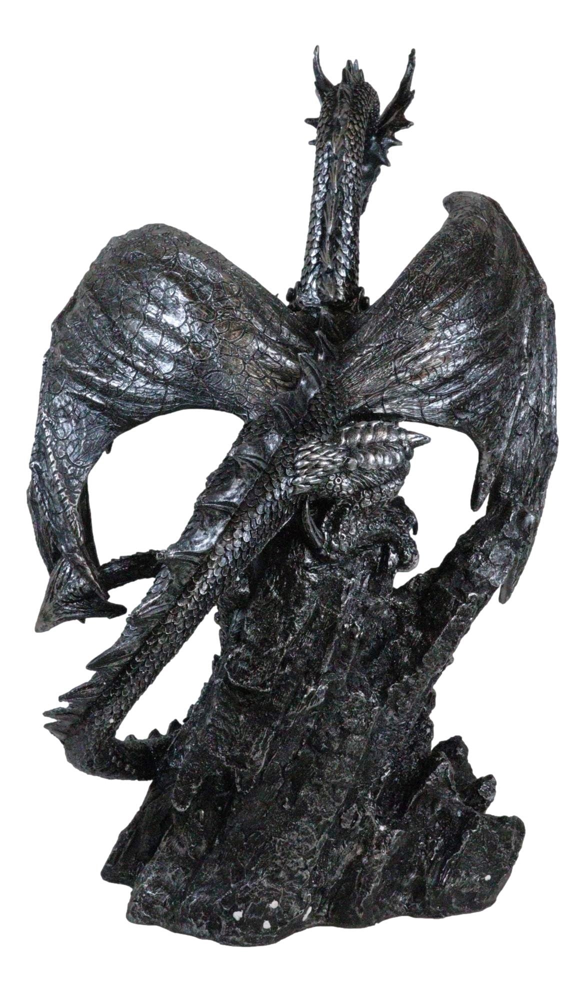 Large 22" H Quicksilver Cave Stone Behemoth Dragon Perching On Rocks S ...