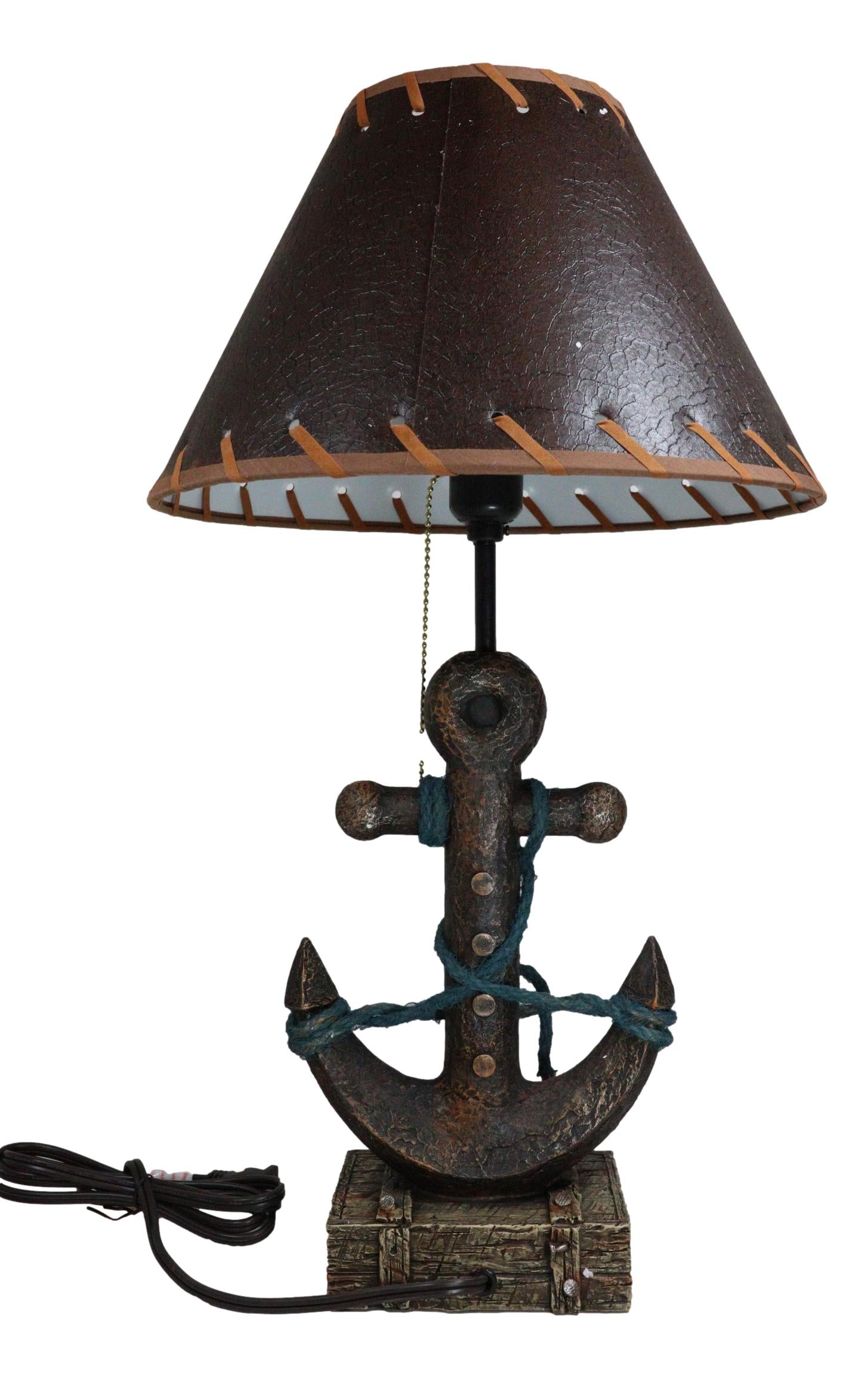 Rustic Sea Nautical Wharf Ship Anchor With Getty Ropes Table Lamp With ...