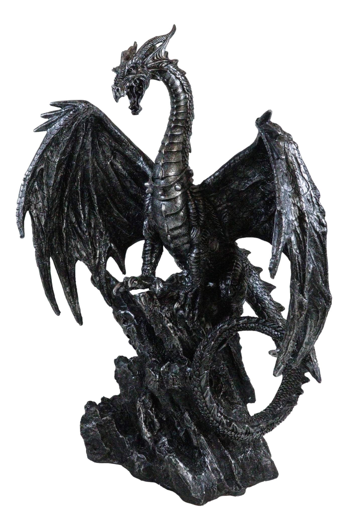 Large 22" H Quicksilver Cave Stone Behemoth Dragon Perching On Rocks S ...