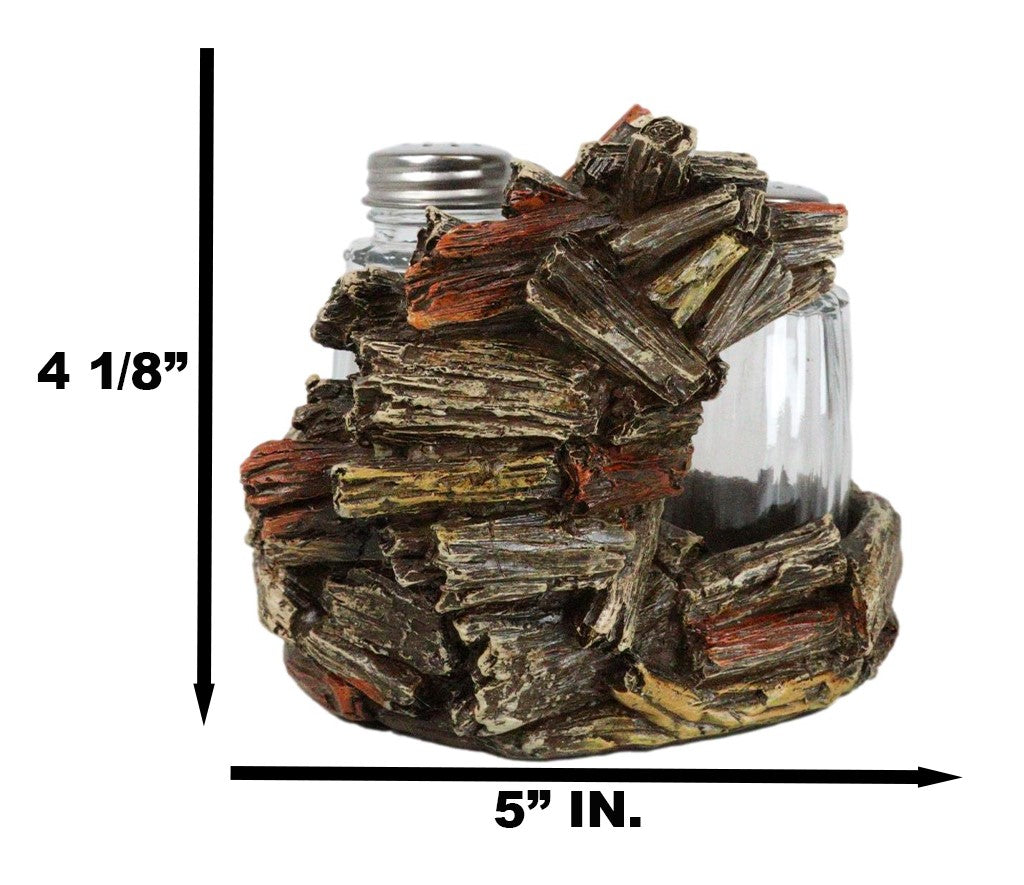 Western Woodland Forest Faux Wood Tree Logs Bear Bust Salt Pepper Shak ...