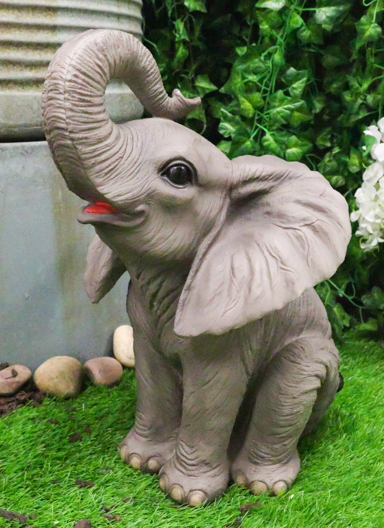 Ebros Ruby The Elephant Sitting Pretty with Trunk Up Large Statue 17 ...