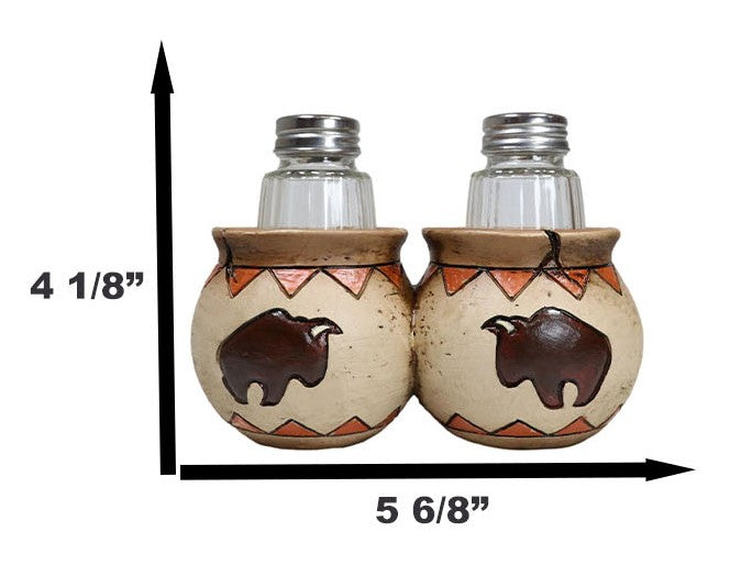 Western Native American Buffalo Bison Canister Jars Salt Pepper Shaker ...