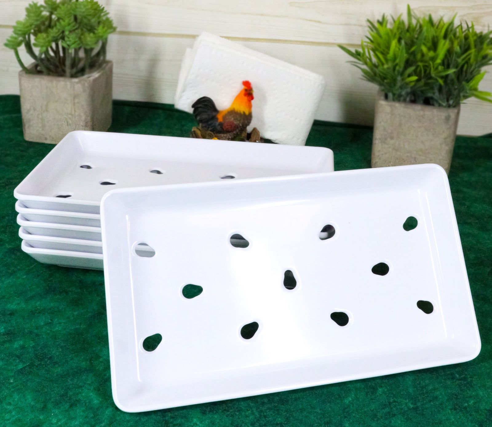 Ebros White Neta Zara Sushi Sashimi Plate With Drip Holes 8.75"L x 5"W ...