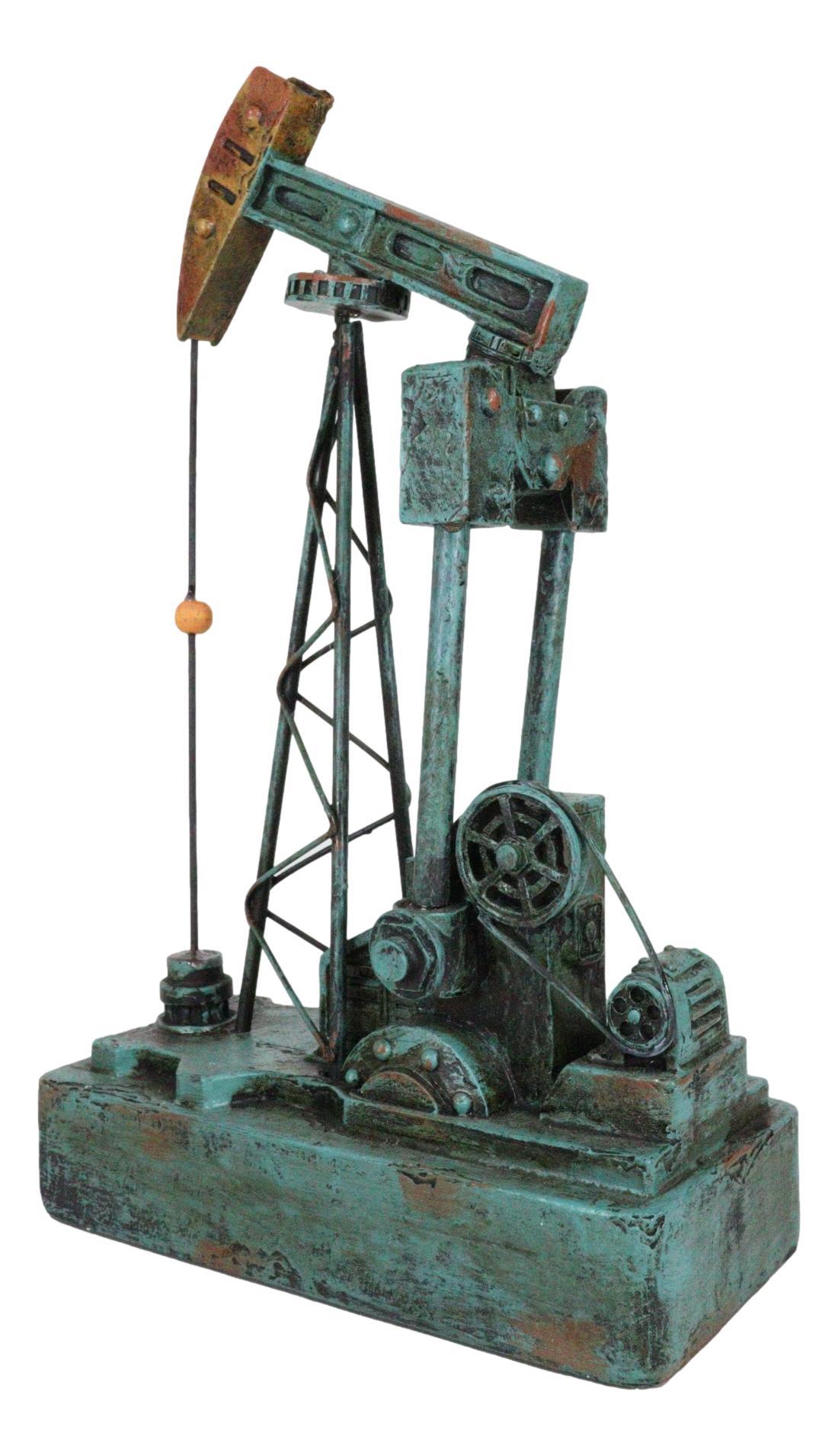 Western Rustic Green Vintage Nodding Donkey Pumpjack Oil Derrick Rig F ...