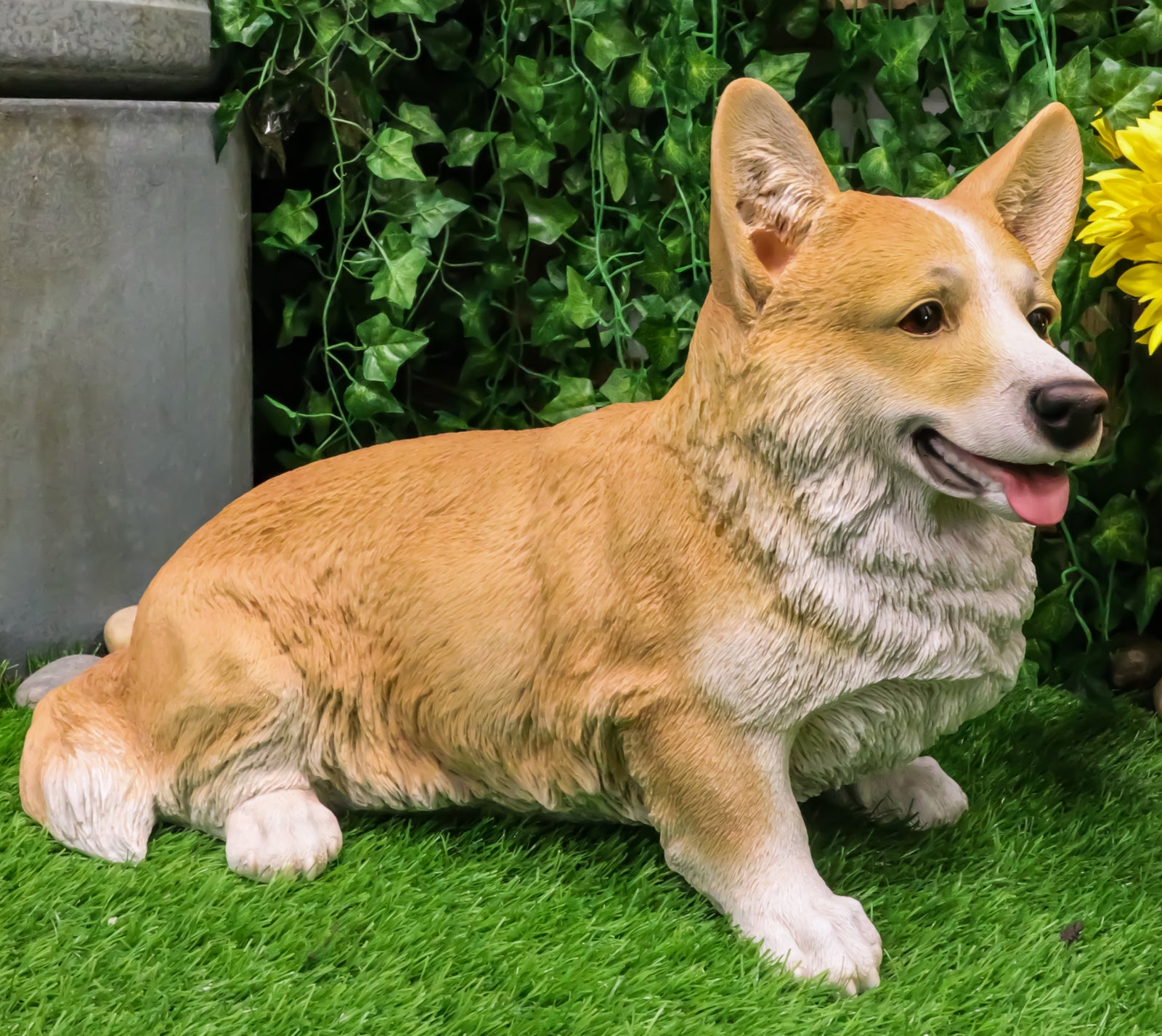 Large 18.5" Long Sitting Realistic Lifelike Welsh Corgi Dog Statue Hom ...