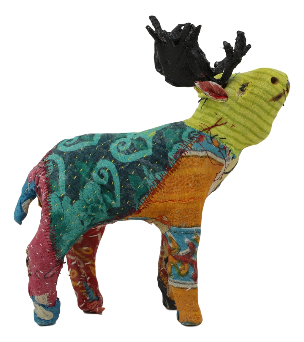 Forest Stag Moose Elk Hand Crafted Paper Mache In Colorful Sari Fabric ...