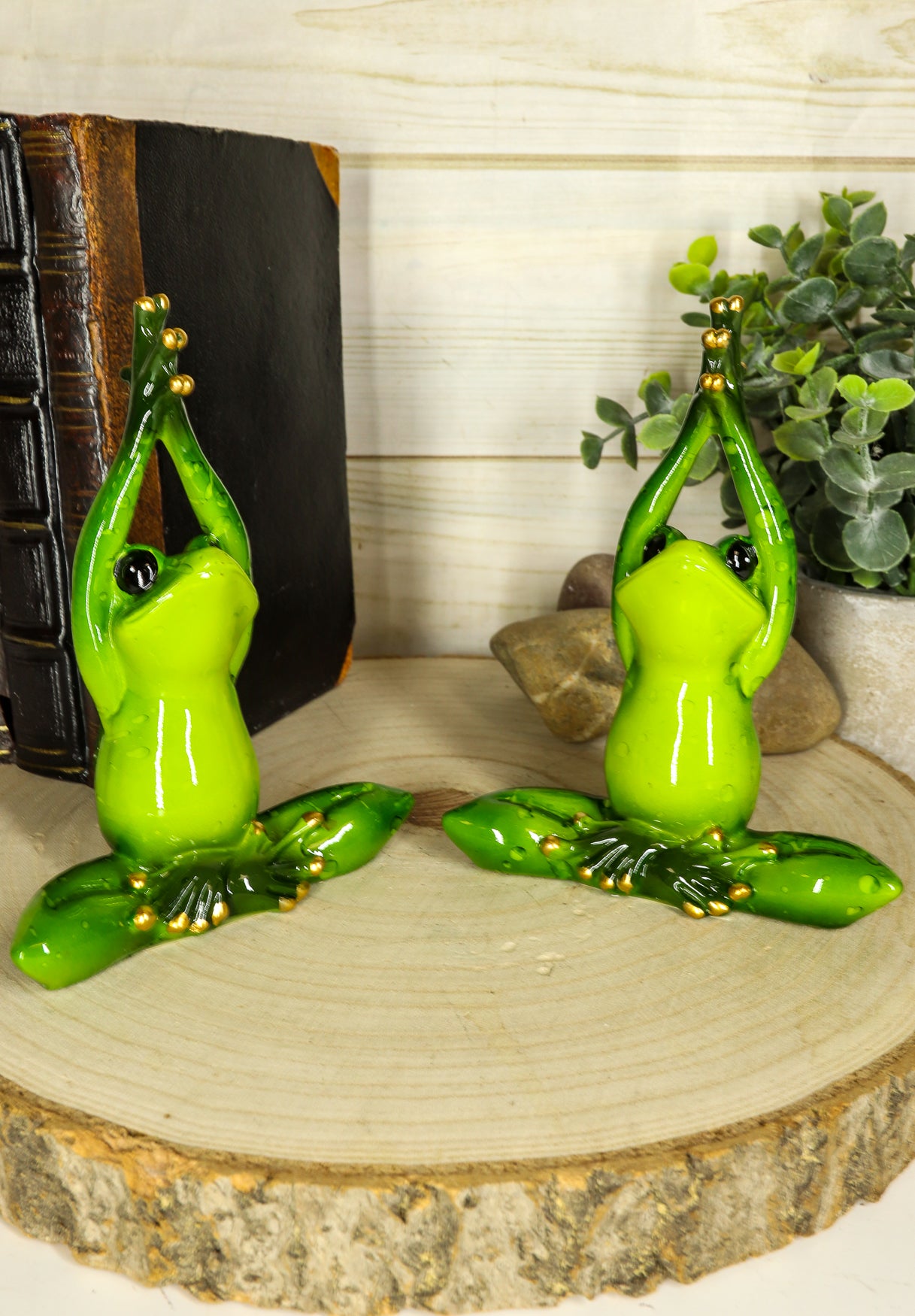 Meditating Twin Yoga Frogs In Lotus Pose Statue Buddha Frogs Pair Set ...