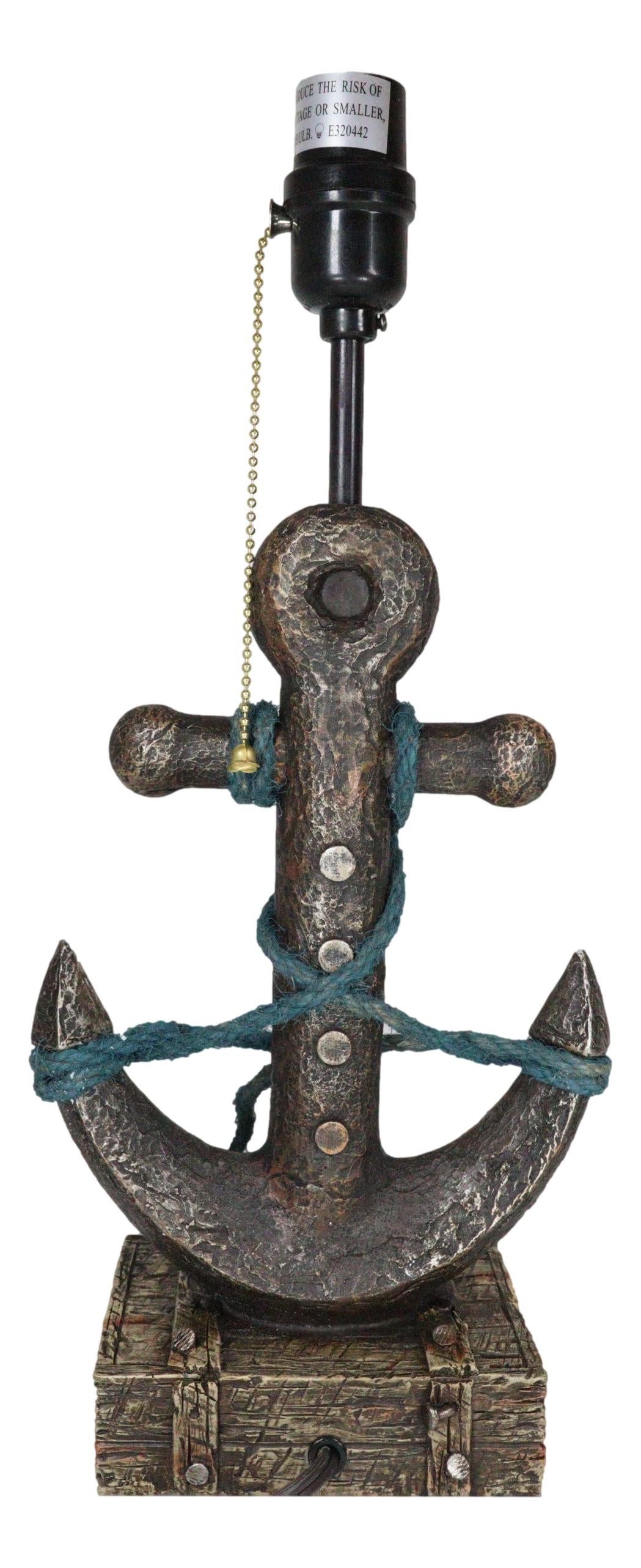 Rustic Sea Nautical Wharf Ship Anchor With Getty Ropes Table Lamp With ...