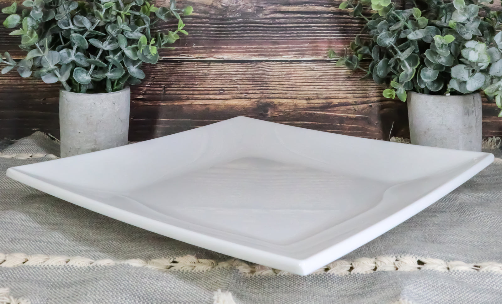 11" White Melamine Modern Square Serving Dinner Plates or Dish Platter ...