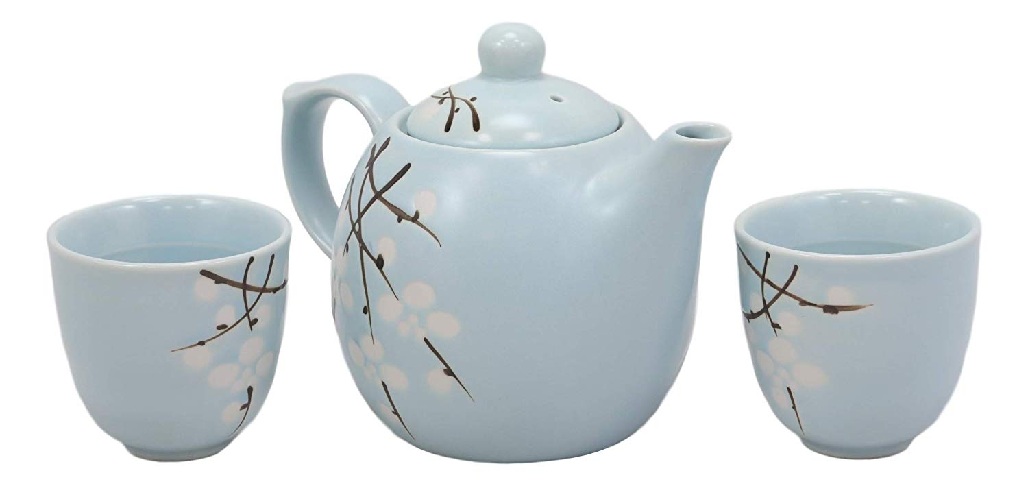 Japanese Sakura Pastel Sky Blue Cherry Blossom Porcelain 20oz Tea Pot ...