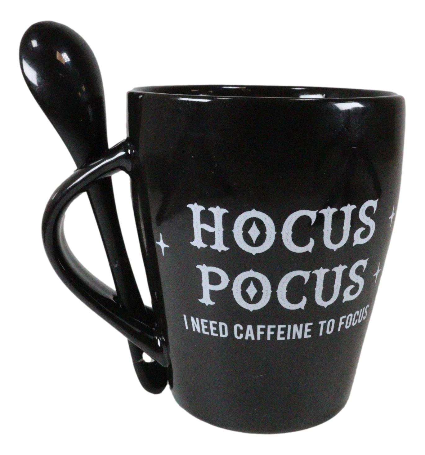 Witchcraft Wicca Hocus Pocus Crescent Moon Stars Coffee Mug And Spoon – Ebros Gift