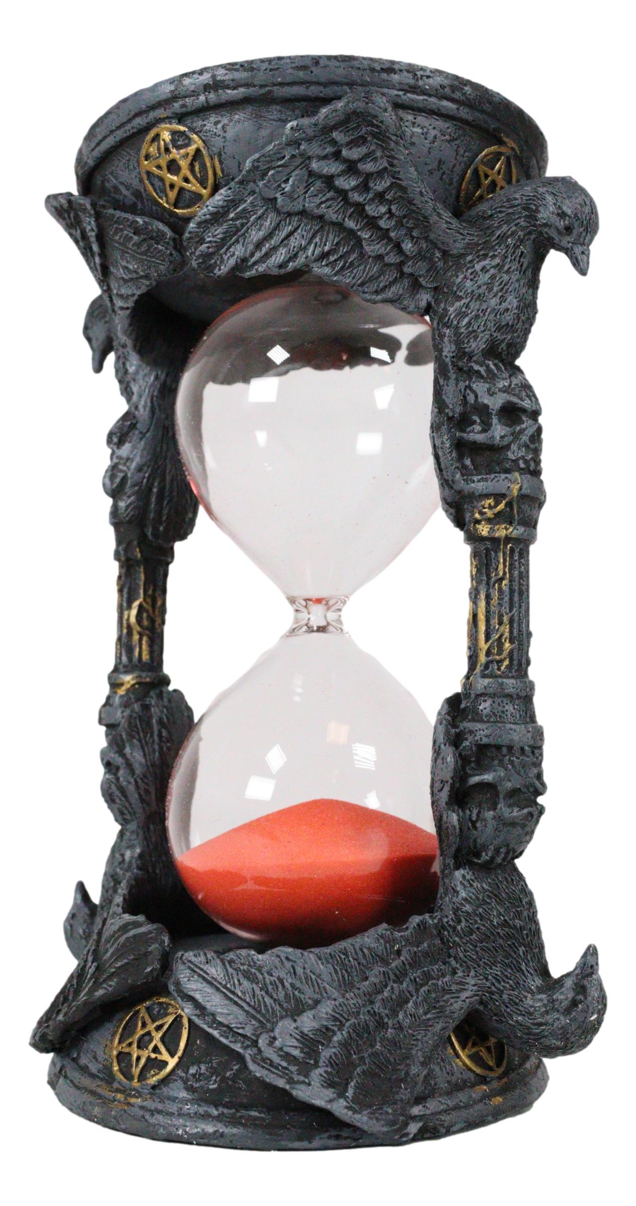 Gothic Alchemy Pentagram Circle Raven Crows Skull Pillars Sand Timer S ...
