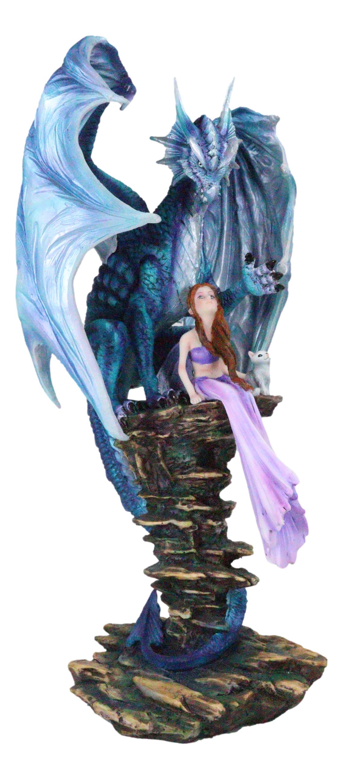 Giant Leviathan Blue Dragon Protecting A Young Princess Fairy With Kit ...
