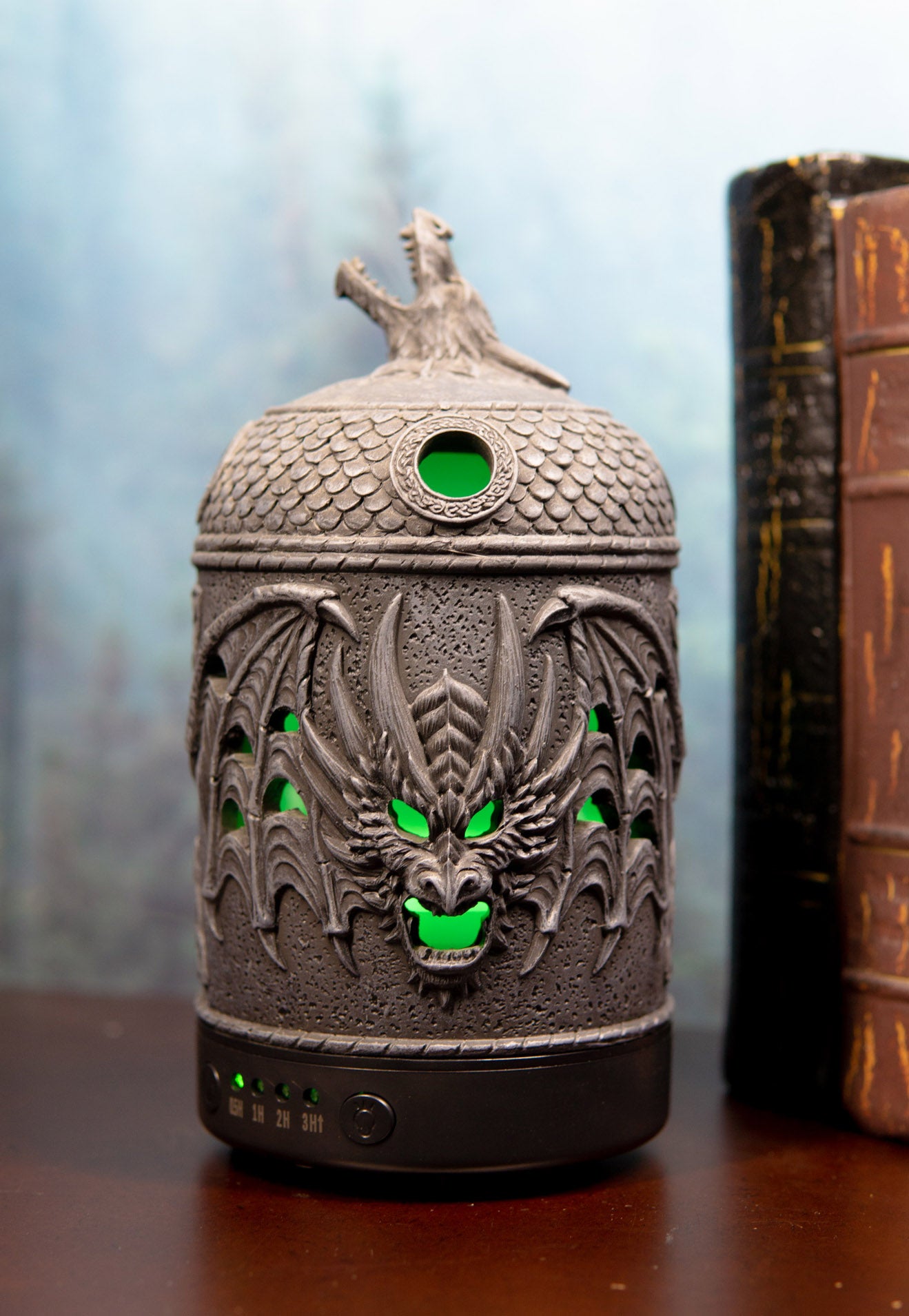 Ebros Celtic Knotwork Winged Dragon Skull Oil Diffuser With Colorful L ...