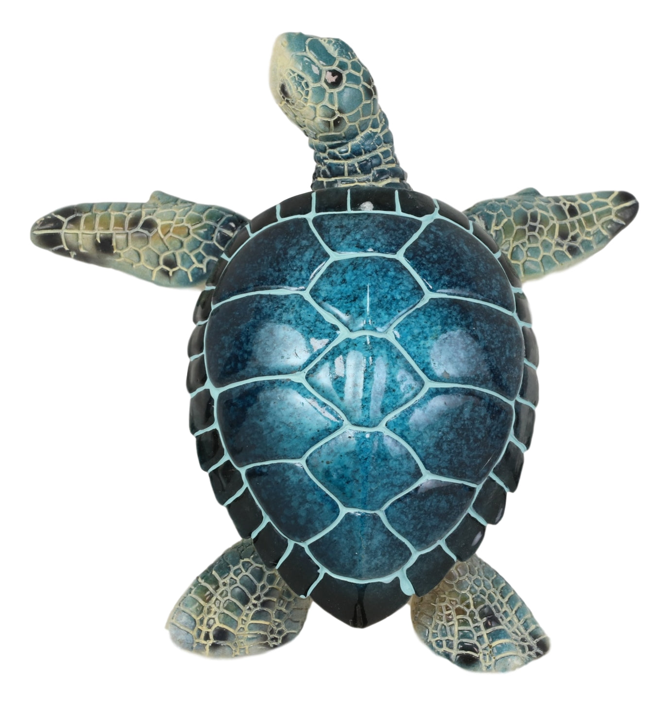 Ebros Nautical Blue Shell Sea Turtle Decorative Resin Statue in Glossy ...