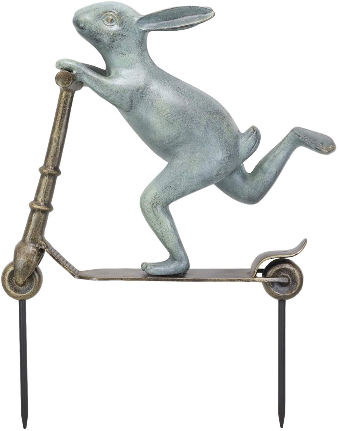 Ebros Aluminum Speedy Bunny Rabbit Riding On Scooter 18"H Garden Stake ...
