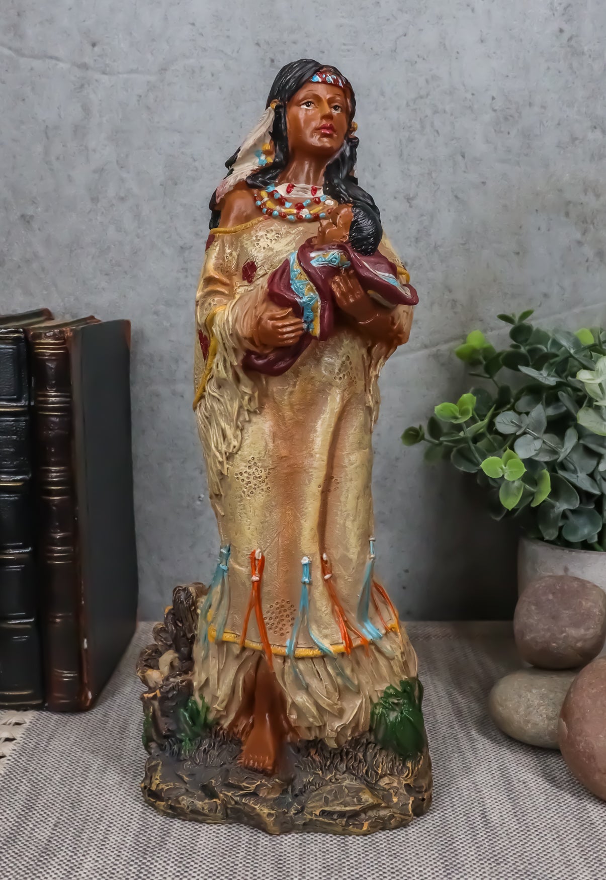 Native American Inca Indian Mother Cradling Baby Statue 10.5"Tall Pach ...