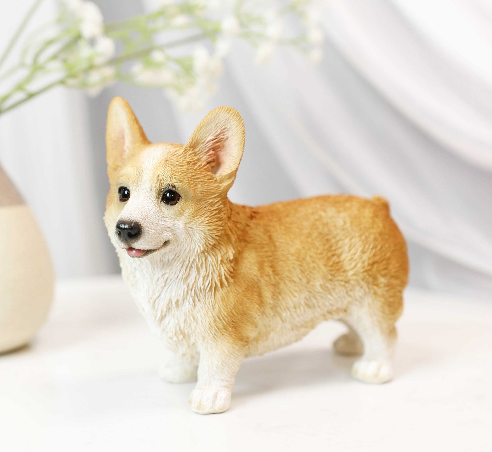 Lifelike Realistic Pembroke Welsh Corgi Puppy Dog Figurine With Glass ...