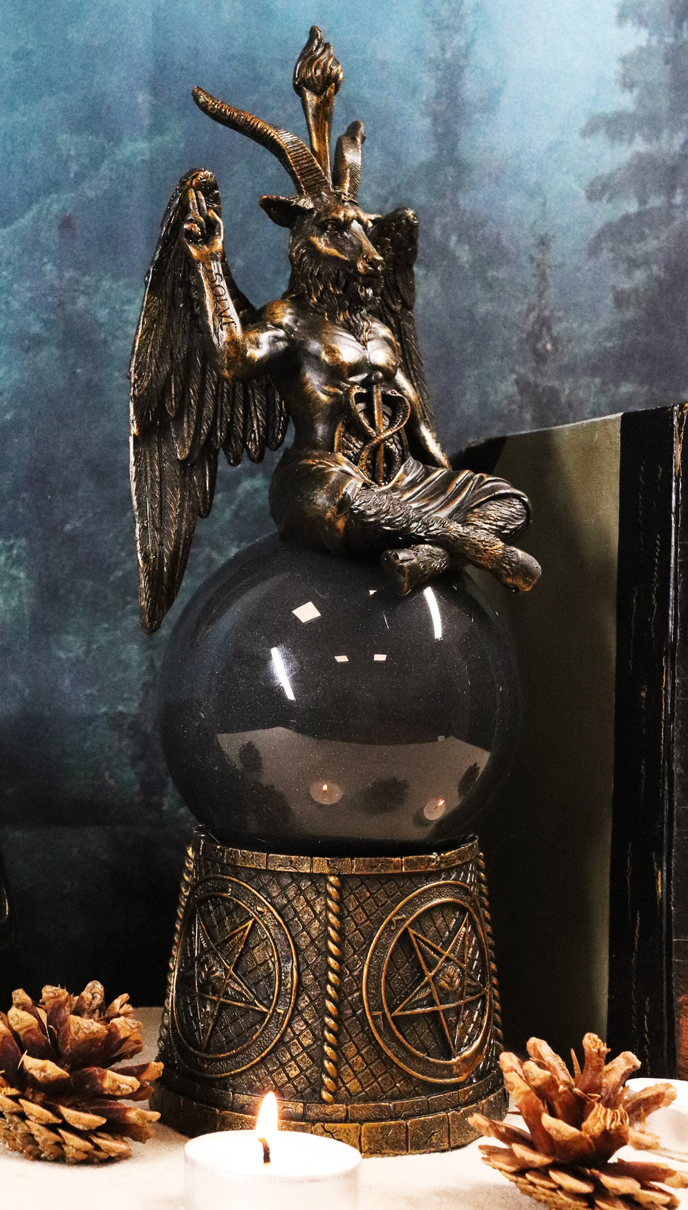 Pentagram Sigil Sabbatic Goat Baphomet Skull Black Sandstorm Gazing Ba ...