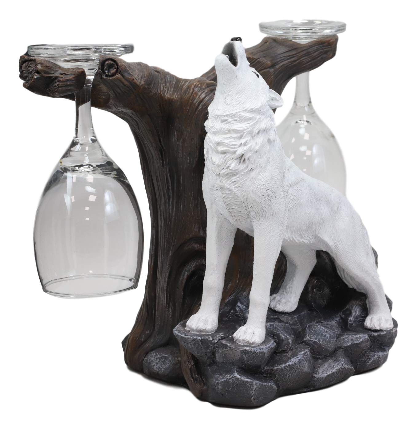 Ebros Rustic Tundra Woodlands Howling Arctic White Snow Wolf Wine Vale ...