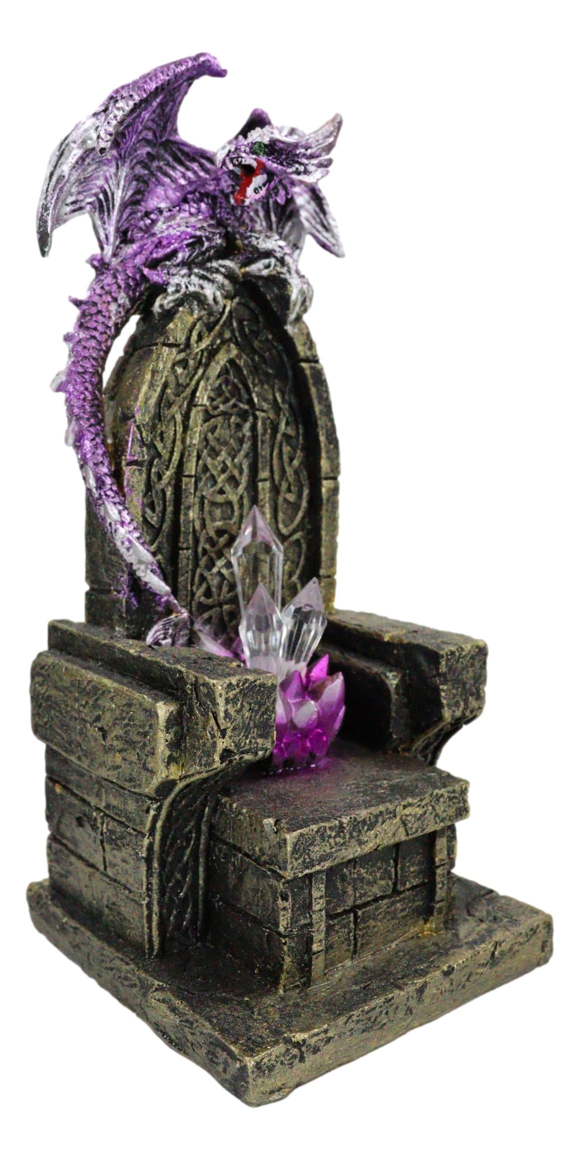Medieval Purple Dragon On King's Landing Throne With LED Crystals Figu ...