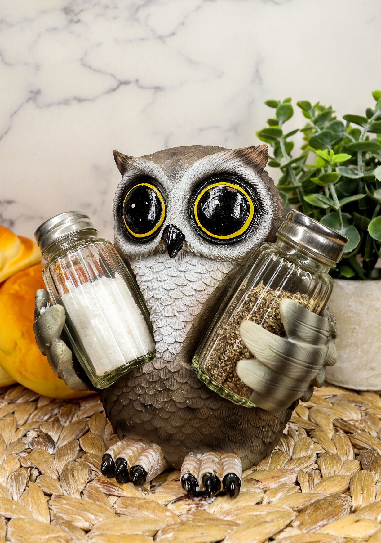 Ebros Whimsical Owlet Baby Owl W/ Big Round Eyes Glass Salt & Pepper S ...