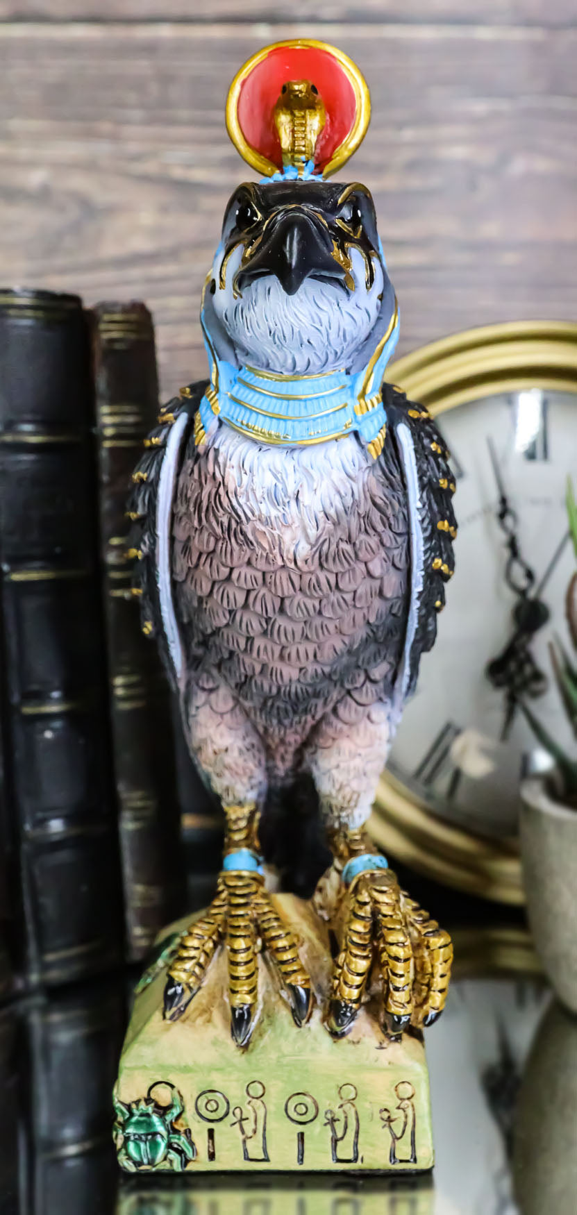 Egyptian Sky God Horus Falcon Bird With Pschent On Hieroglyphic Base F ...